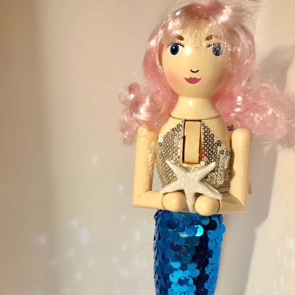 Accents | New Mermaid Pink Hair Nutcracker 15 Tall Blue Sequin | Poshmark
